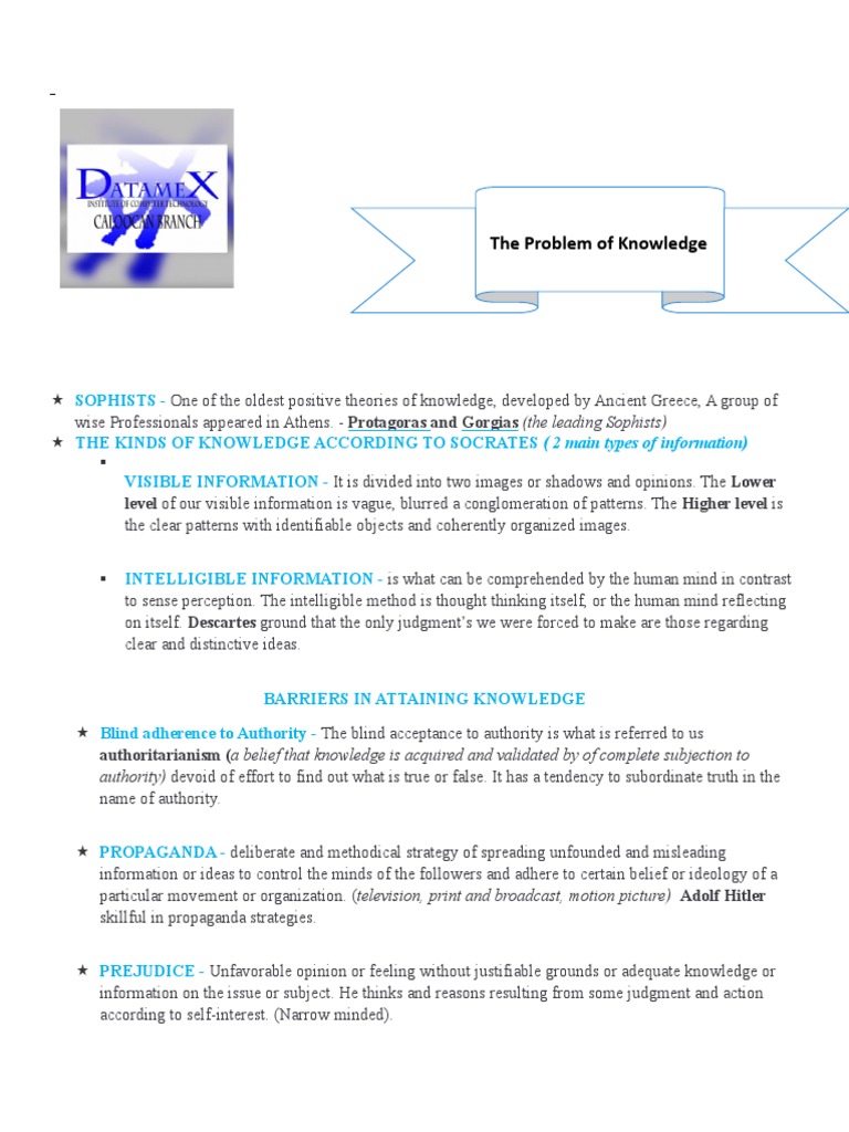 The Problem of Knowledge | PDF | Fallacy | Epistemology