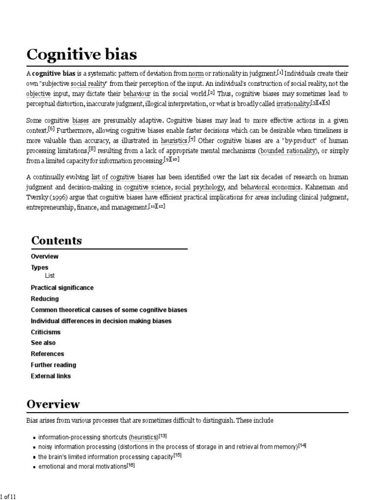 Cognitive Bias | PDF | Heuristics In Judgment And Decision Making ...