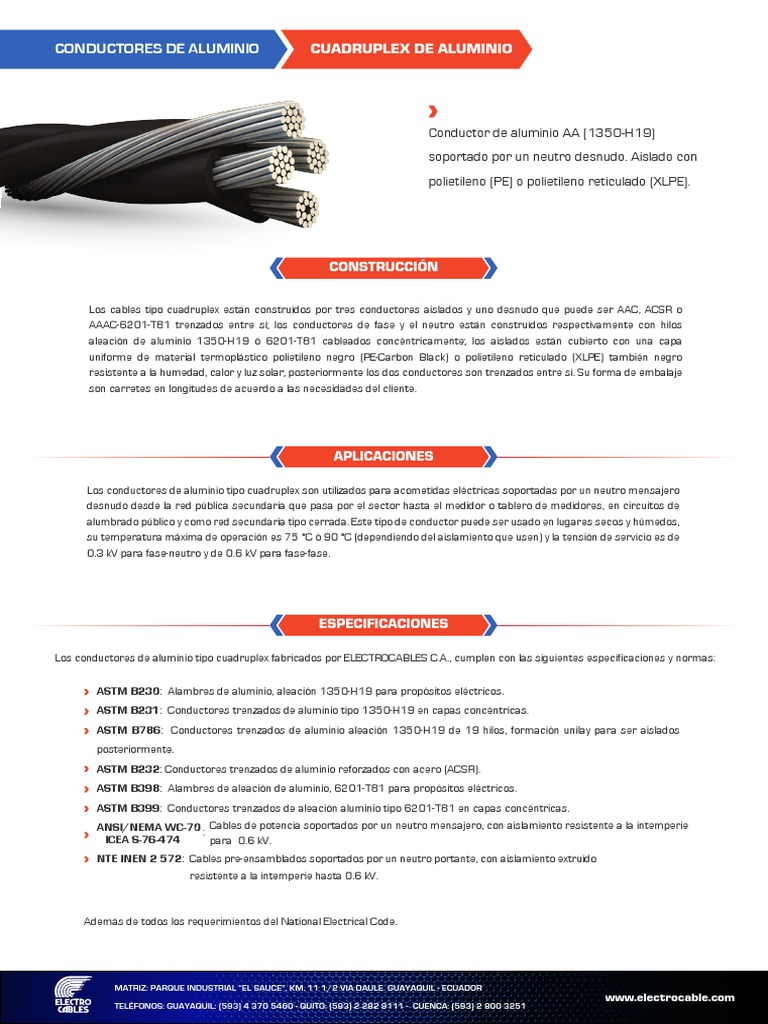 Cuadruplex de Aluminio | PDF | Conductor electrico | Aluminio
