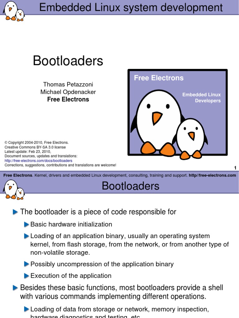 Bootloaders: Thomas Petazzoni Michael Opdenacker | PDF | Booting | Linux