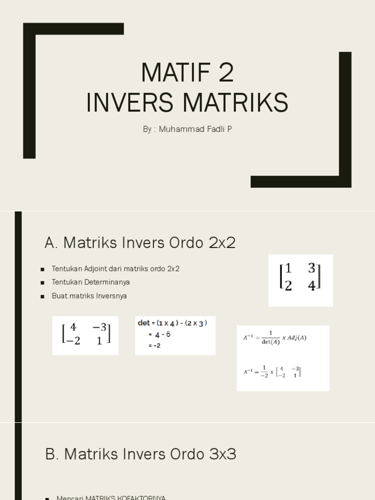 Invers Matriks 2x2 dan 3x3 | PDF