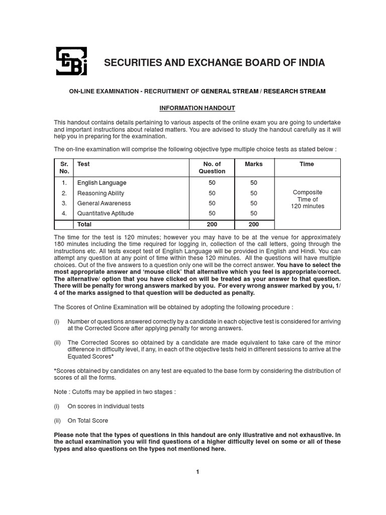 SEBI Handout | PDF | Identity Document | Test (Assessment)