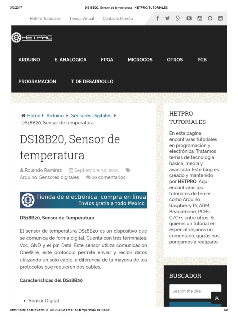 Ds18b20, Sensor de Temperatura - Hetpro - Tutoriales | PDF | Arduino ... Ds18b20, Sensor de Temperatura - Hetpro - Tutoriales | PDF | Arduino ...