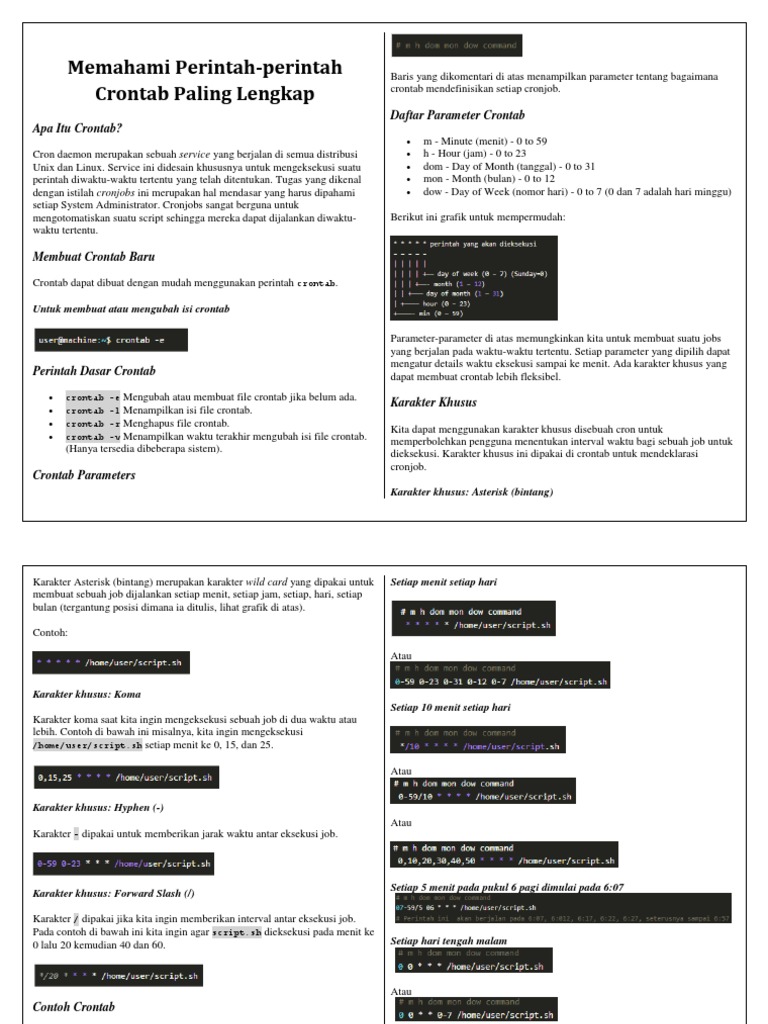 Panduan Lengkap Perintah Crontab | PDF