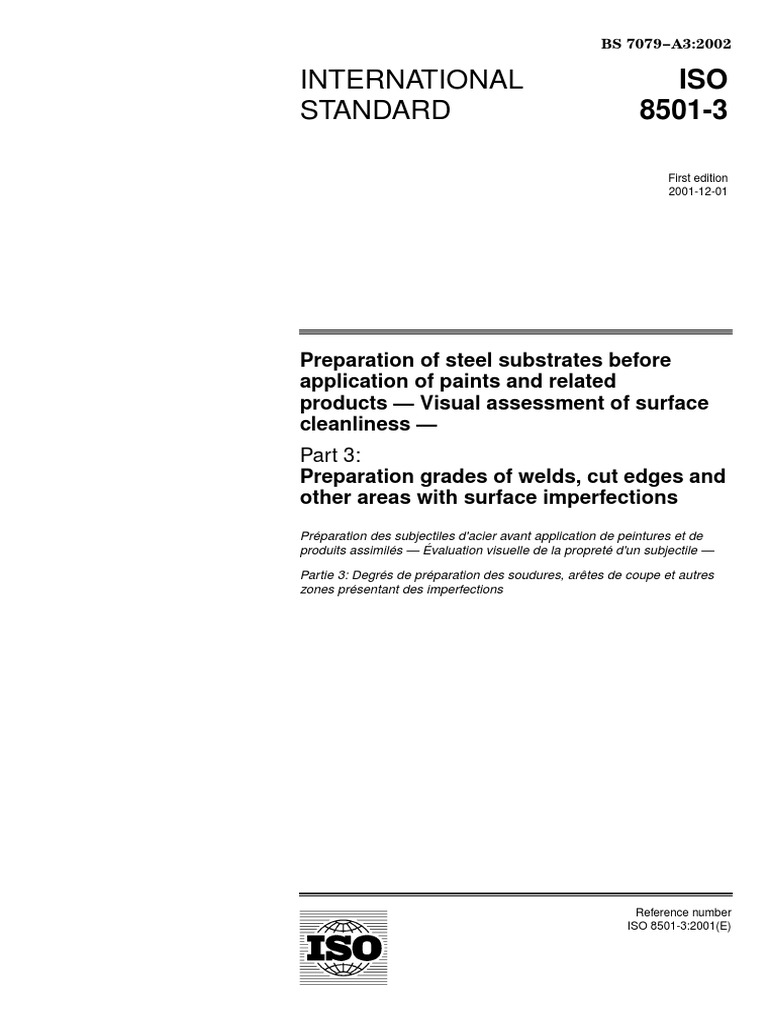 ISO 8501-3 Preparation Grades of Welds, Cut Edges and Other Area With Surface Imperfections ...