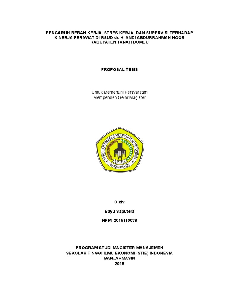 PROPOSAL Pengaruh Beban Kerja, Stres Kerja, Dan Supervisi Terhadap ...