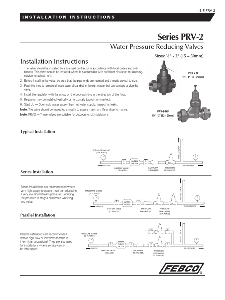 Series PRV-2 Installation Instructions | PDF
