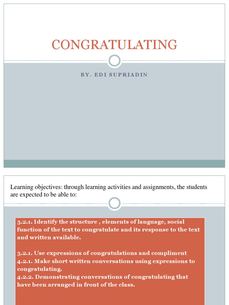 Expressions of Congratulation: Analyzing Structures, Functions, and ...