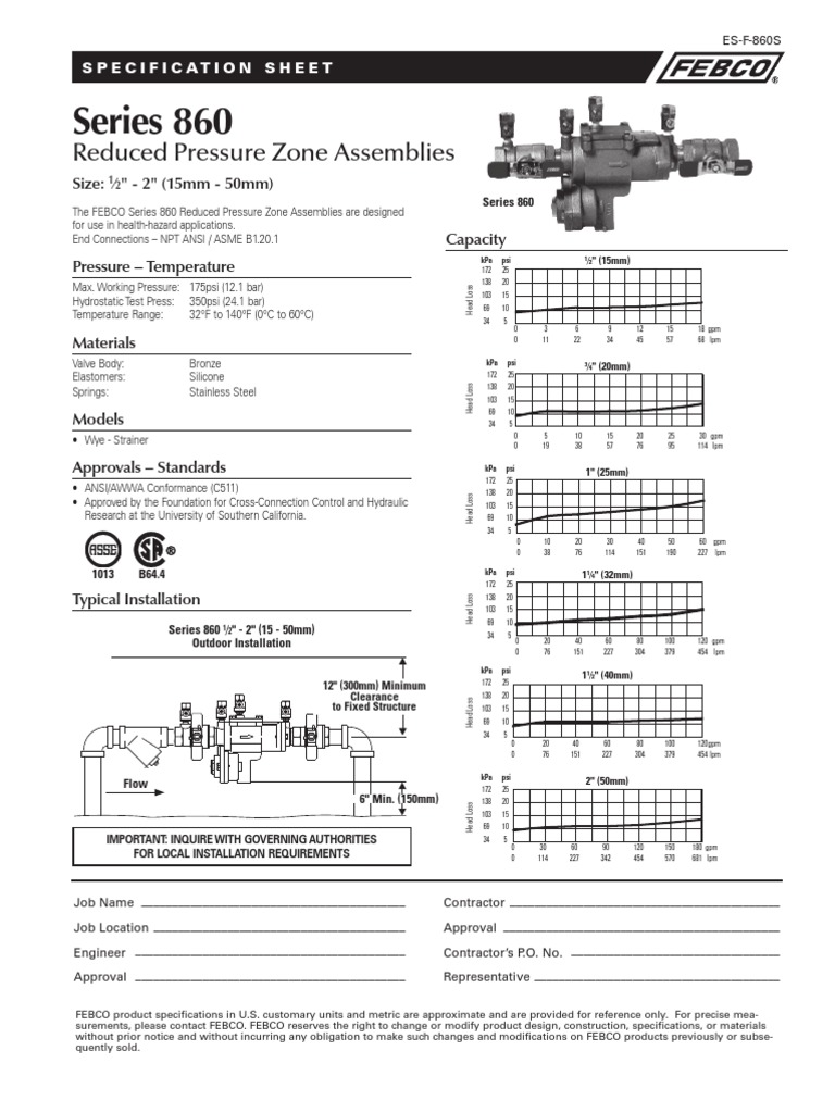 Series 860 Specification Sheet | Download Free PDF | Valve | Silicone