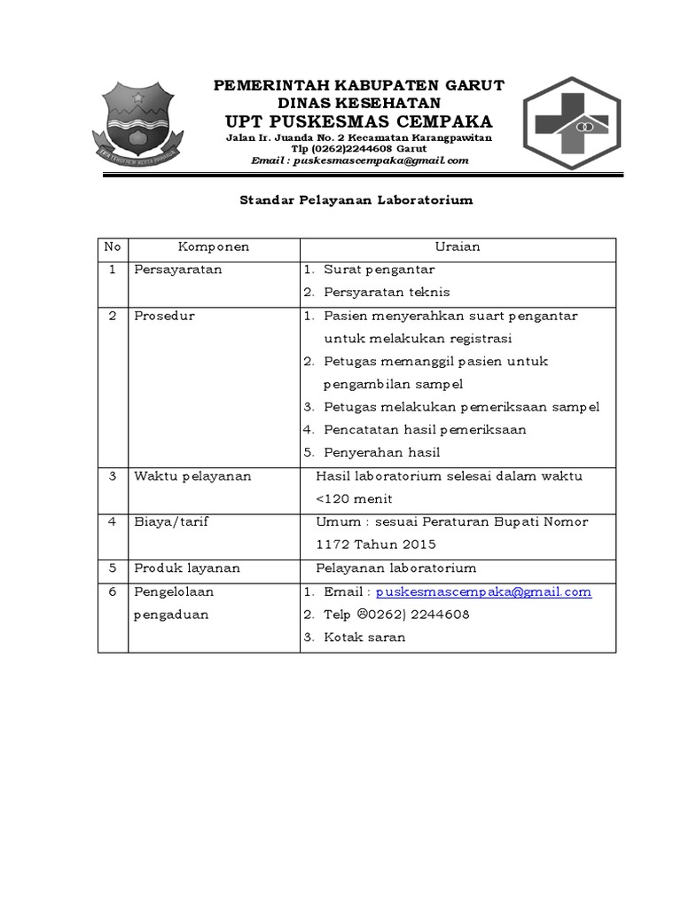 Standar Pelayanan CPP Lab | PDF