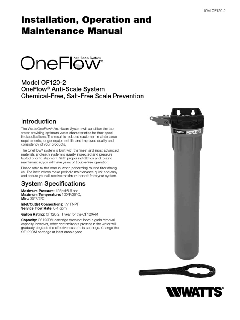 Model OF120-2 OneFlow Anti-Scale System Installation Instructions | PDF | Pipe (Fluid Conveyance ...