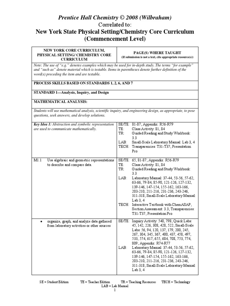 Prentice Hall Chemistry © 2008 (Wilbraham) Correlated To - New PDF ...