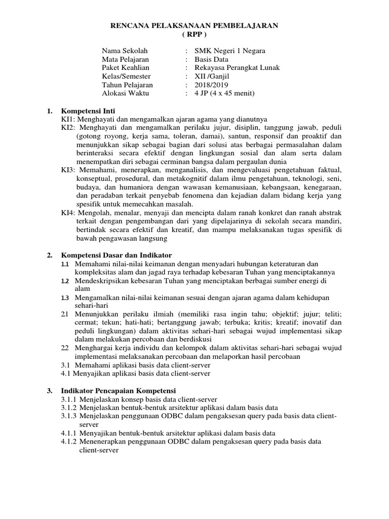 RPP 3.1 Basis Data Client Server | PDF