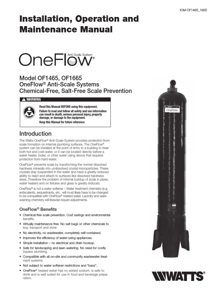 Model OF1465, OF1665 OneFlow Anti-Scale Systems Installation ...