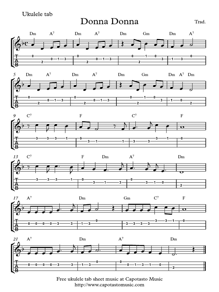 Donna Donna Ukulele Tab PDF | PDF