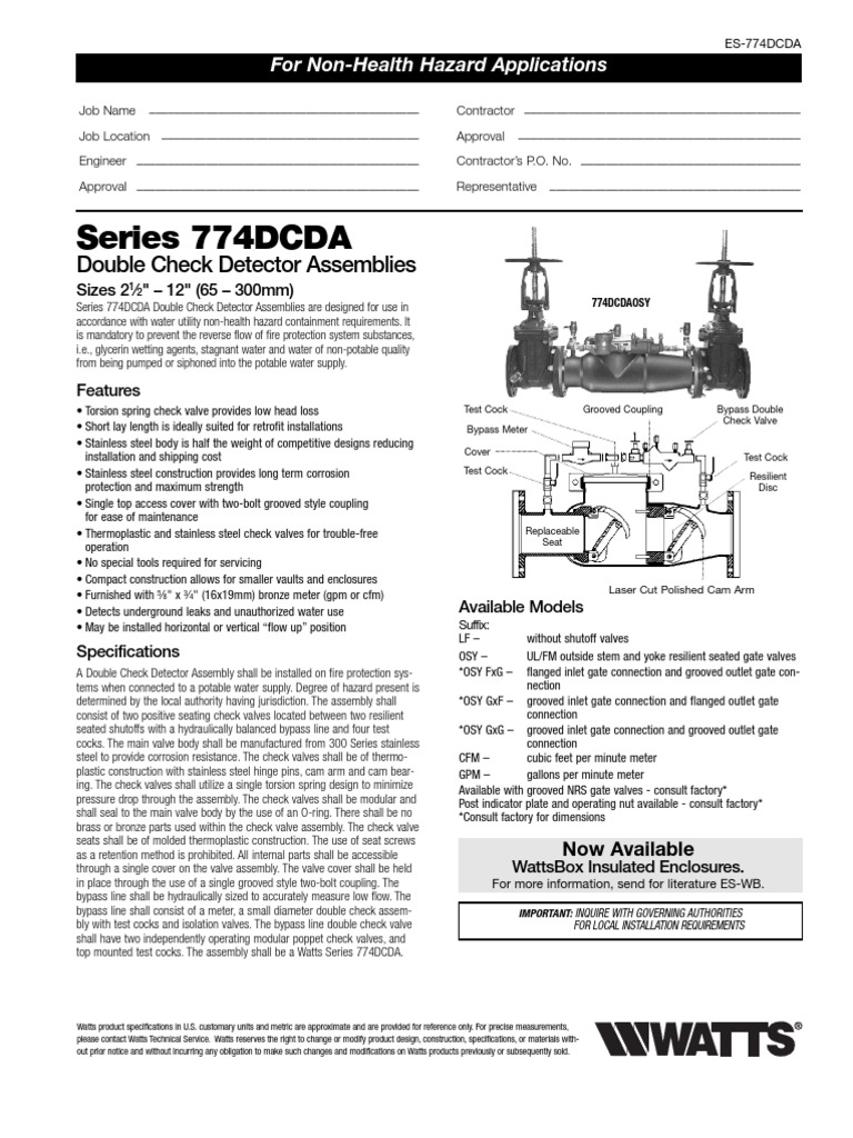 Series 774DCDA Specification Sheet | PDF | Valve | Gas Technologies