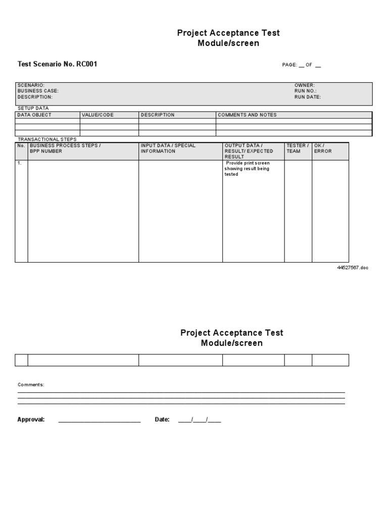 Project Acceptance Test Guide | PDF | Computers