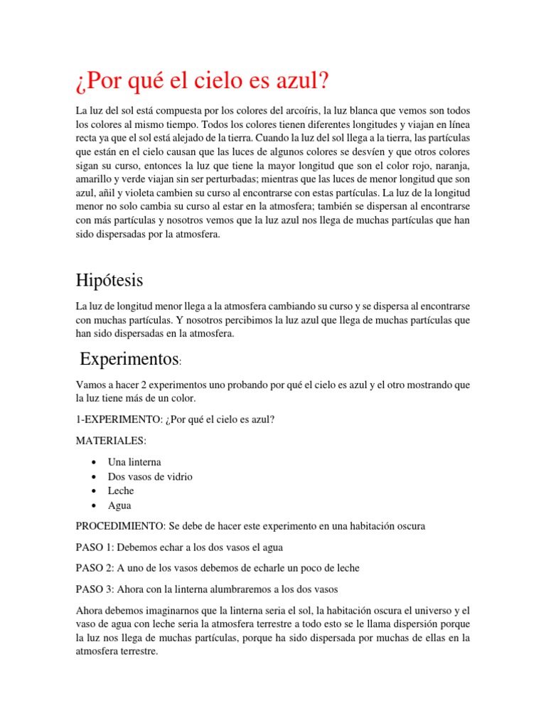 Por Qué El Cielo Es Azul | PDF | Cielo | Color