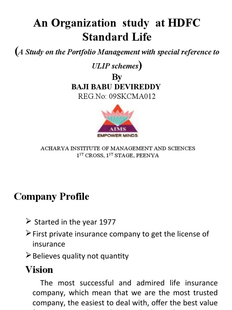 An Organization Study at HDFC Standard Life | PDF | Securities (Finance ...
