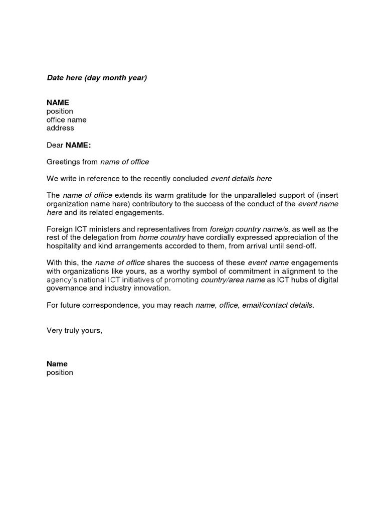 Sample Letter of Appreciation (For Reference) | PDF