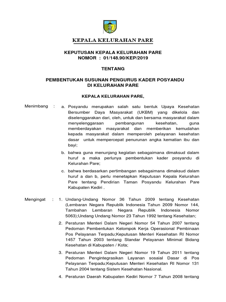 SK Kader Posyandu | PDF