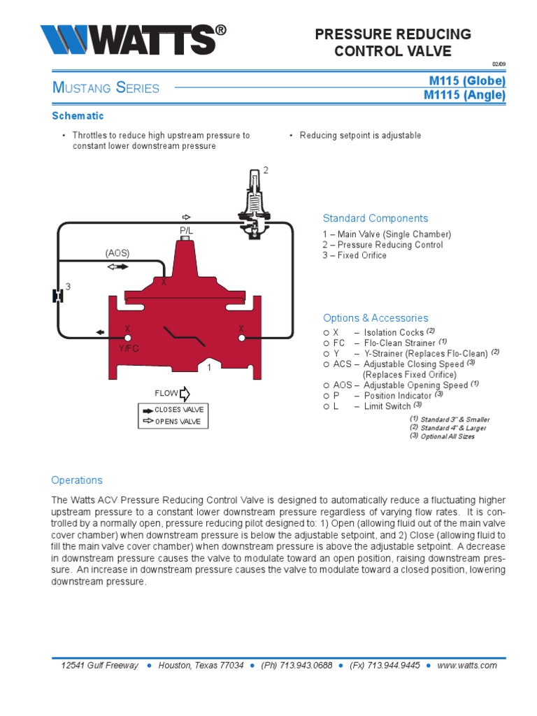 Mustang Series M115 (Globe), M1115 (Angle) Specification Sheet | PDF ...