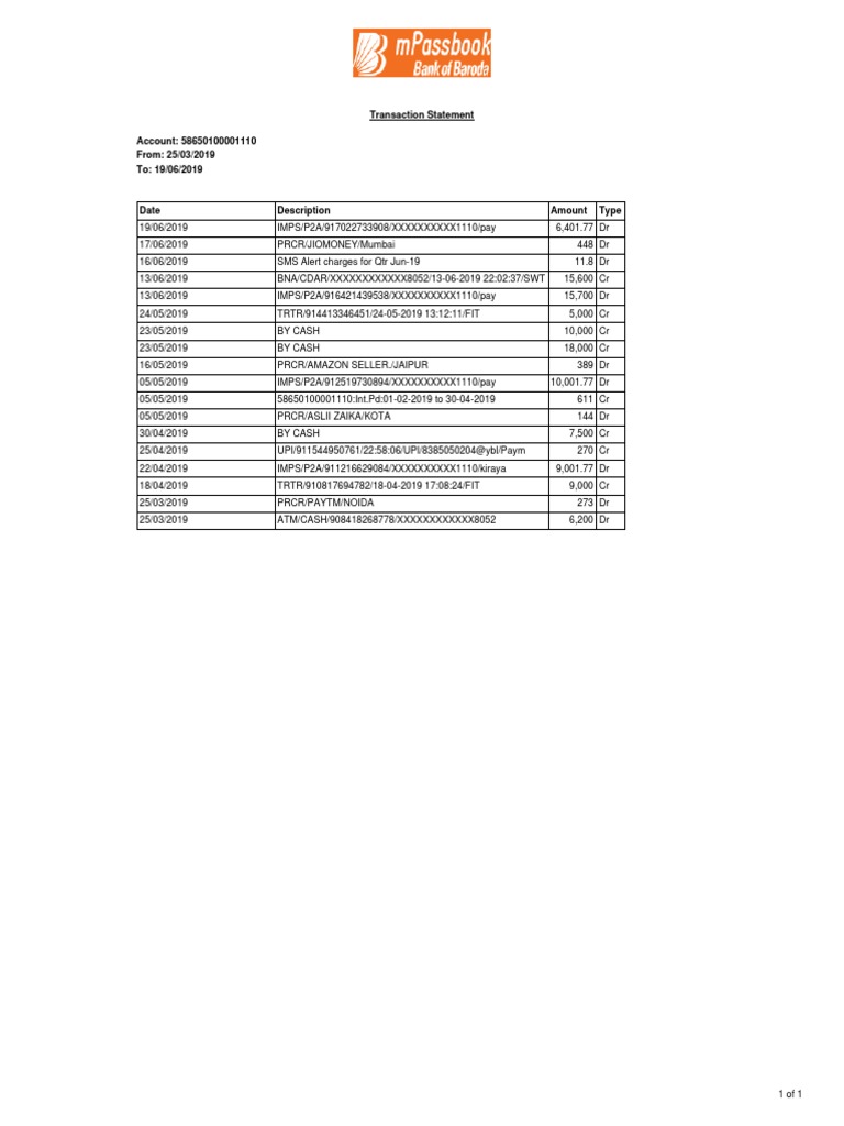 488 Bob Statement PDF | PDF | Banking | Financial Services