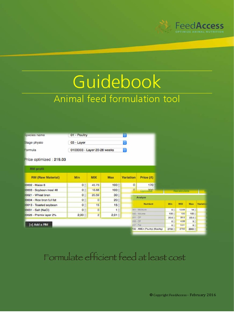 FeedAccess-User Guidebook Formulation PDF | PDF | Mathematical ...