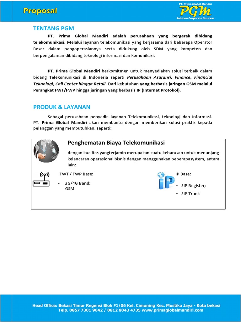 Proposal PT. Prima Global Mandiri PDF | PDF