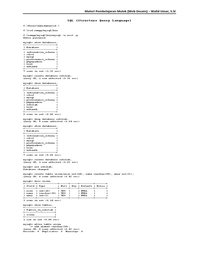 Materi Pembelajaran Mulok (Web Desain) - Walid Umar, S.SI | PDF | My ...
