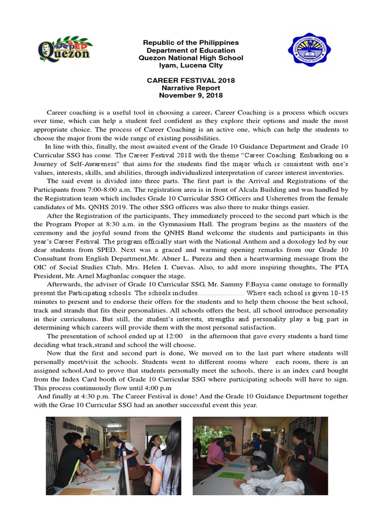 Narrative Report Career Fest Last | PDF | Schools