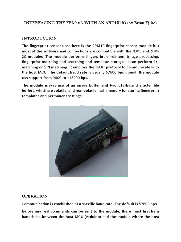 FPM10 R305 Fingerprint Sensor Interfacin | PDF | Control Flow ...