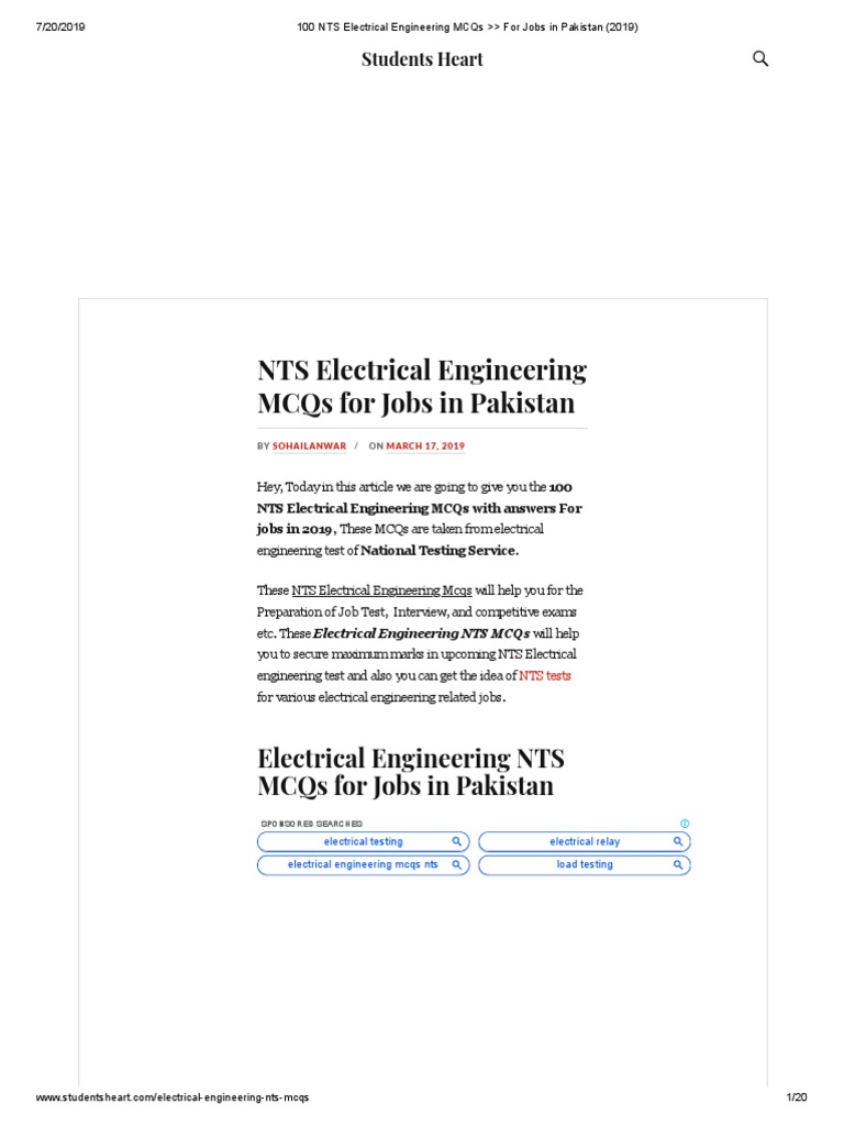 Electrical Engineering MCQS | PDF | Inductance | Capacitor