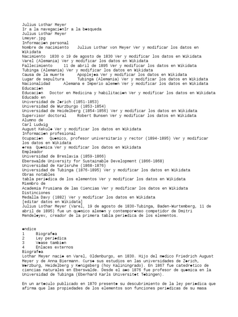 Aportaciones de Julius Lothar Meyer | PDF | Tabla periódica | Química