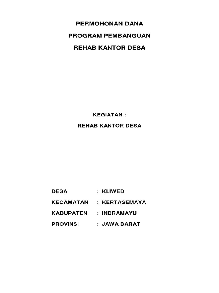 Contoh Proposal Rehab Balai Desa | PDF