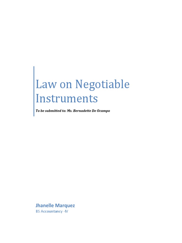 LAw Course Outline | PDF | Negotiable Instrument | Promissory Note