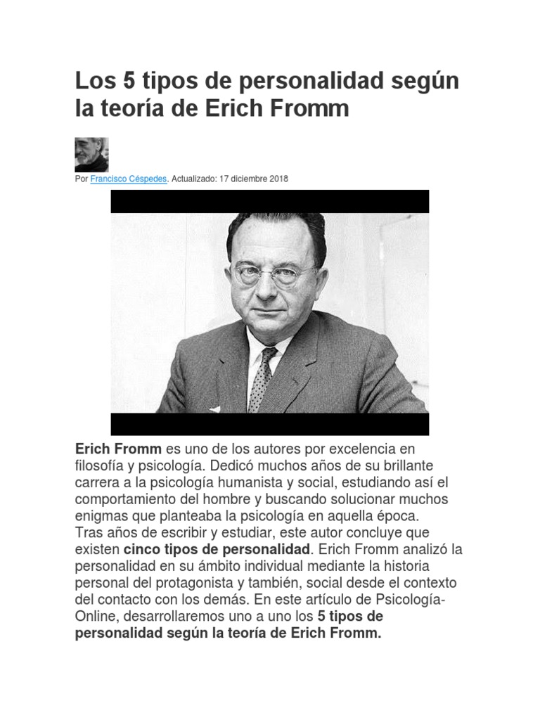 Tipos de Personalidad de Fromm | PDF | Erich Fromm | Inteligencia