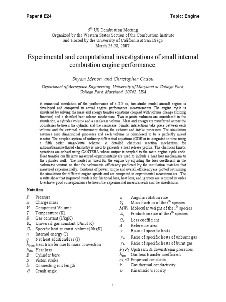 Small Engine Simulation | PDF | Internal Combustion Engine | Engines