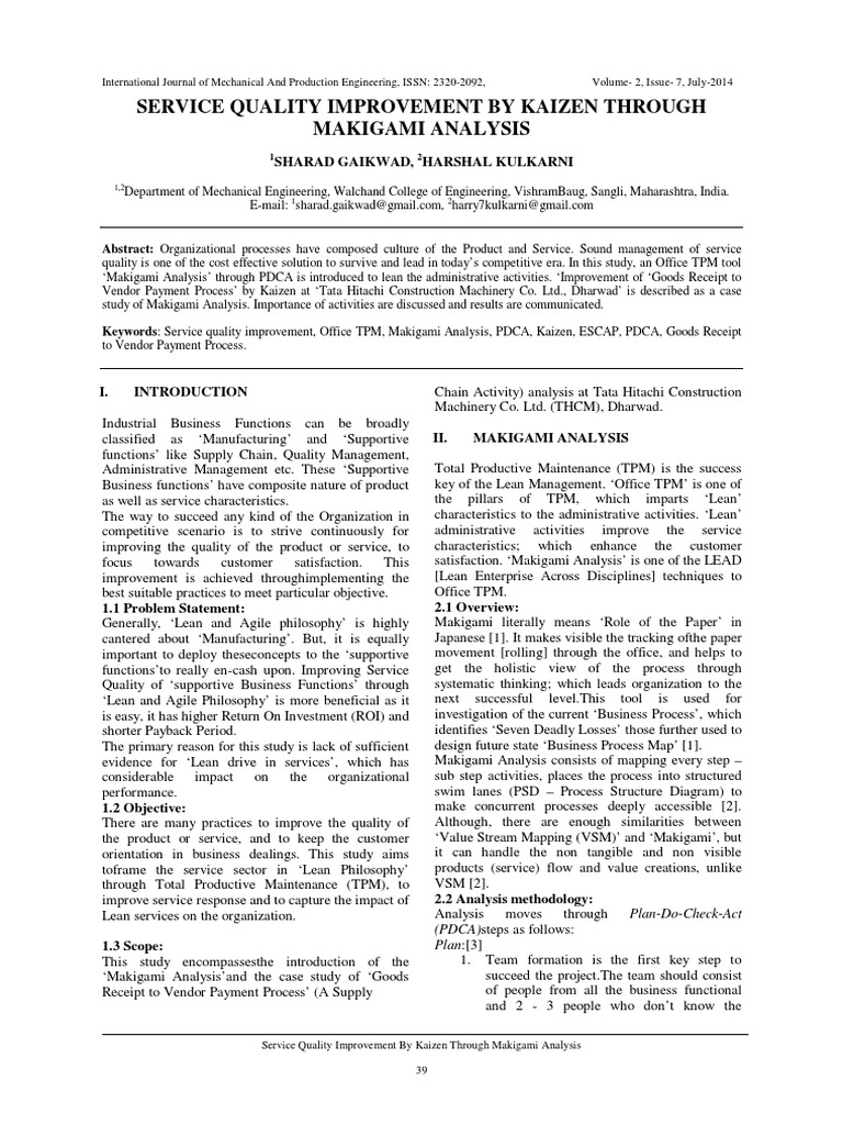 Kaizen Service Quality via Makigami Analysis | PDF | Business Process ...
