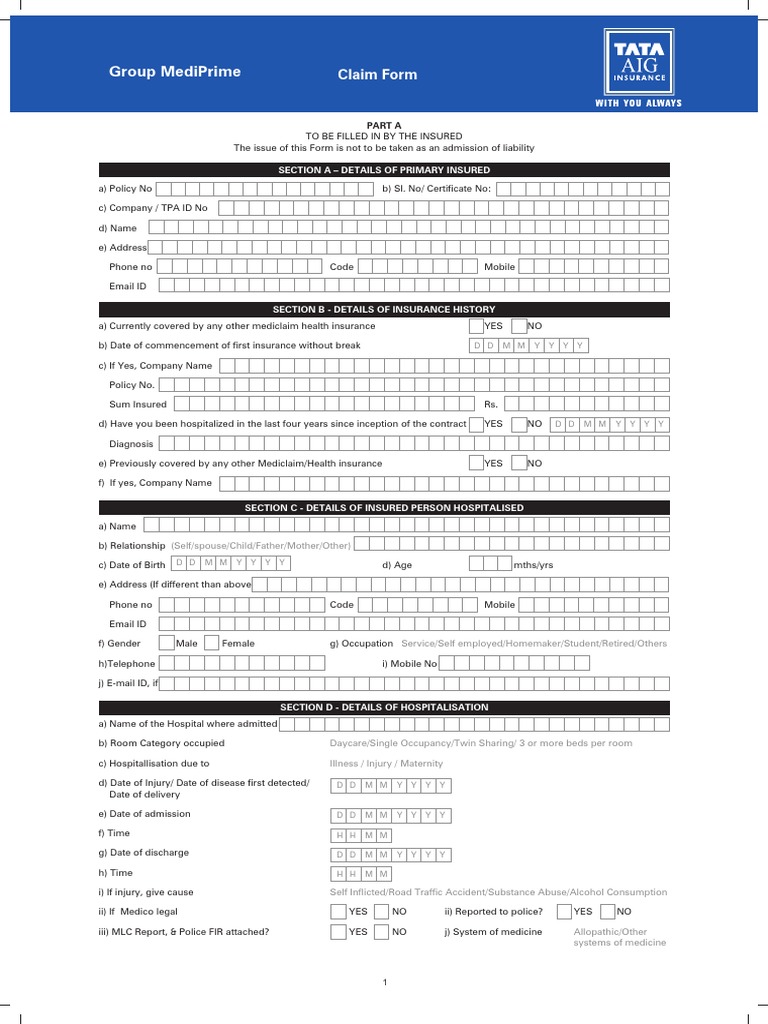 Group Mediprime Claim Form | PDF | Identity Document | Insurance