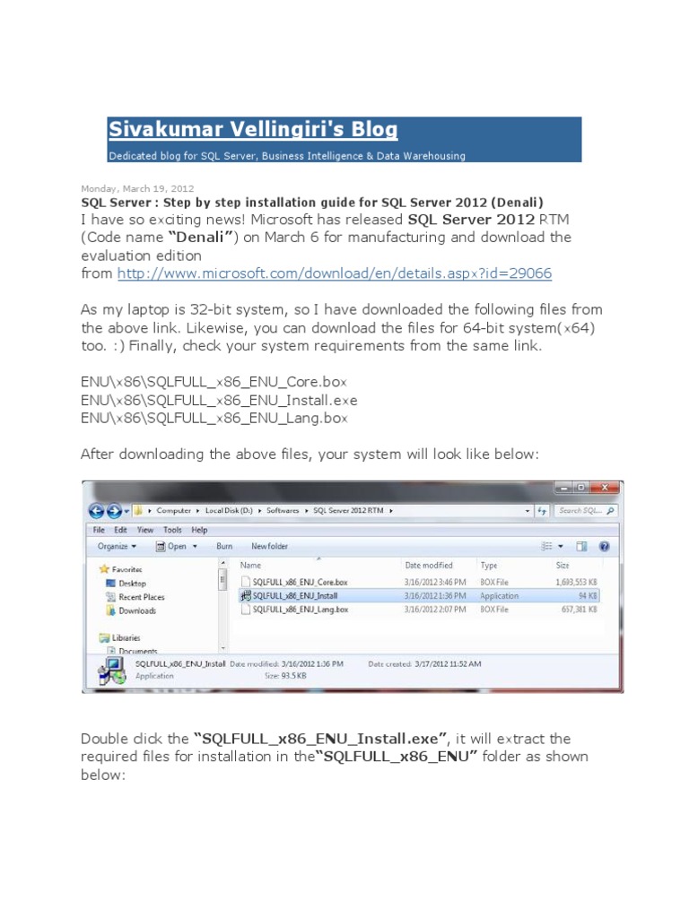 2012 Installation Guide Download Free Pdf Microsoft Sql Server