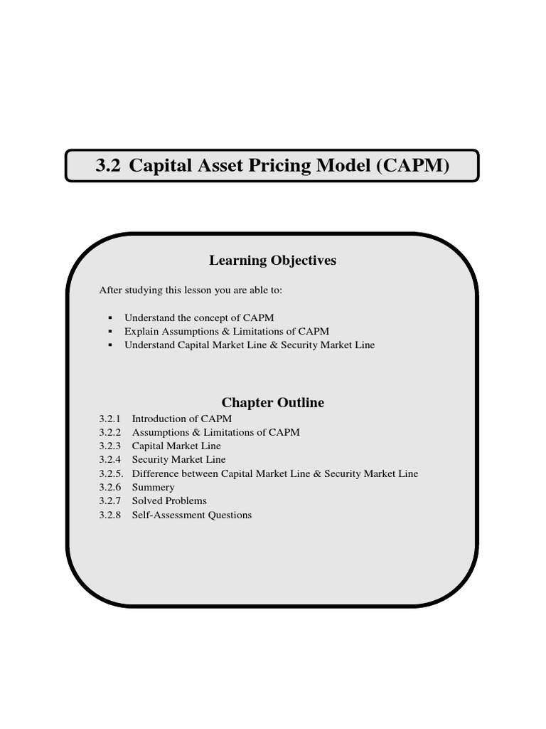 CAPM: Assumptions and Limitations | PDF | Capital Asset Pricing Model ...