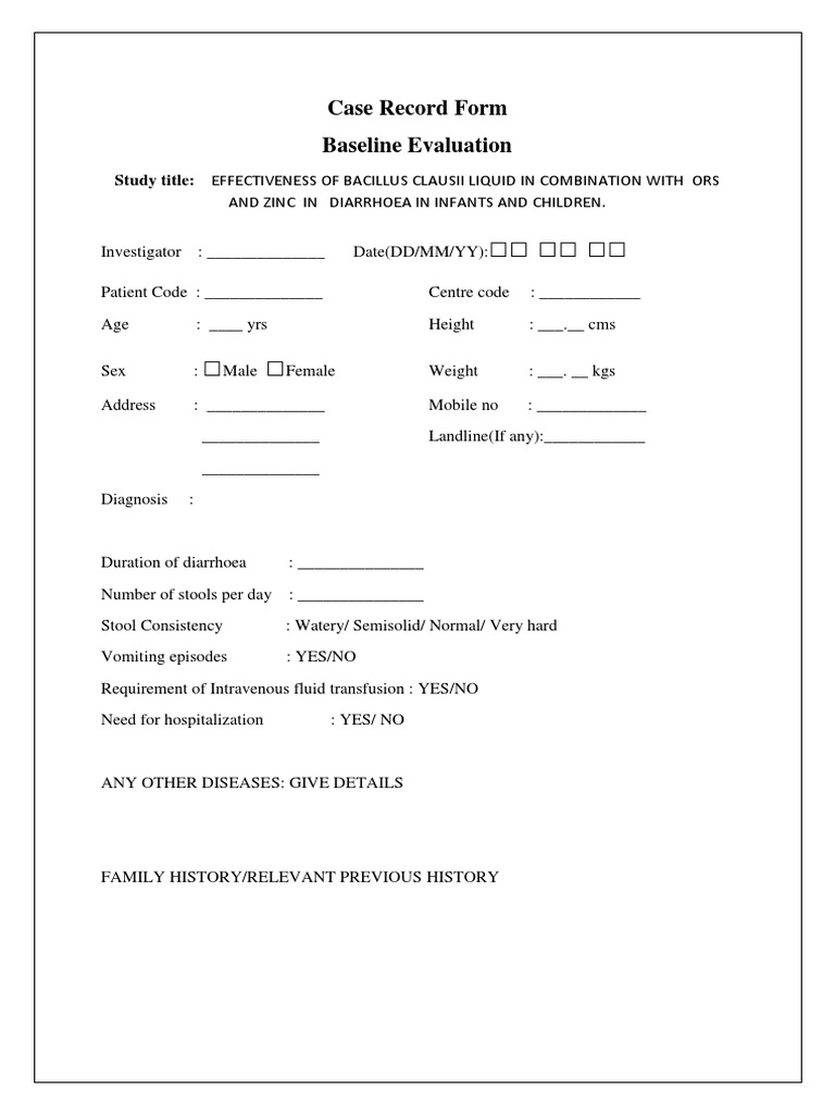 Pediatric Diarrhea Study Form | PDF | Diarrhea | Dehydration