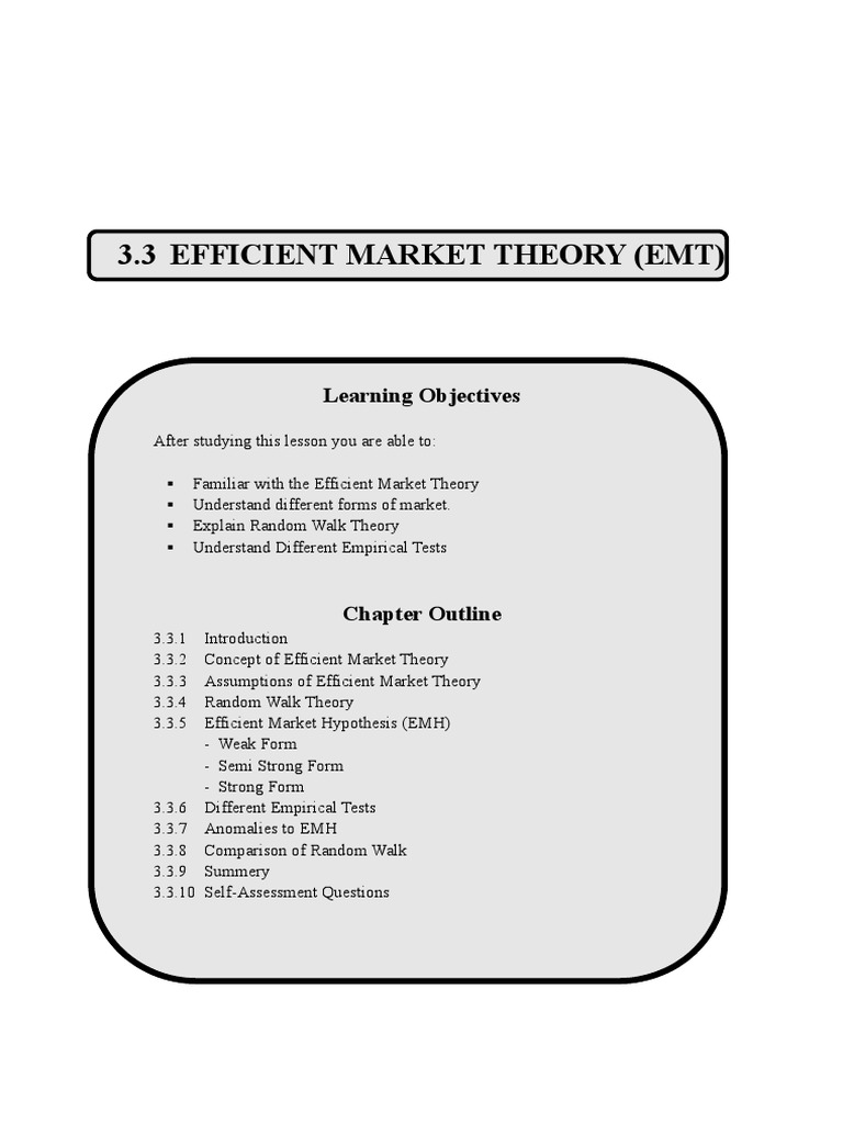 Efficient Market Theory Overview | PDF | Efficient Market Hypothesis ...