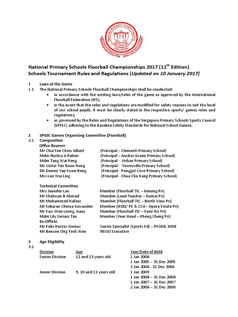 Floorball Rules and Regulation | PDF | Teams | Team Sports