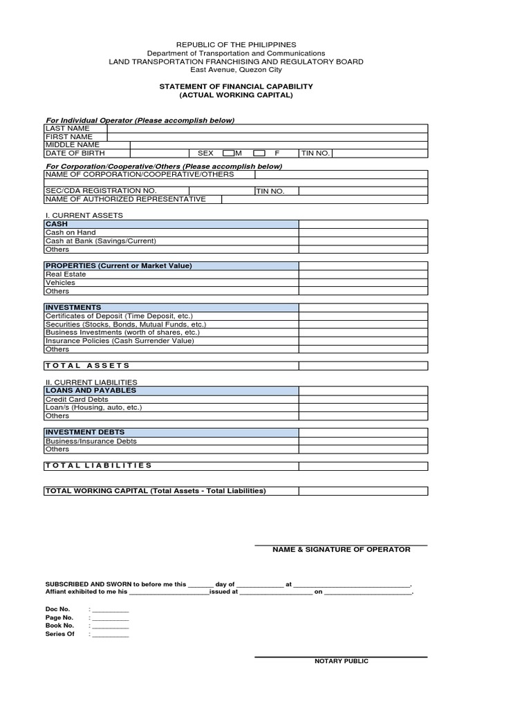 Statement of Financial Capability | PDF