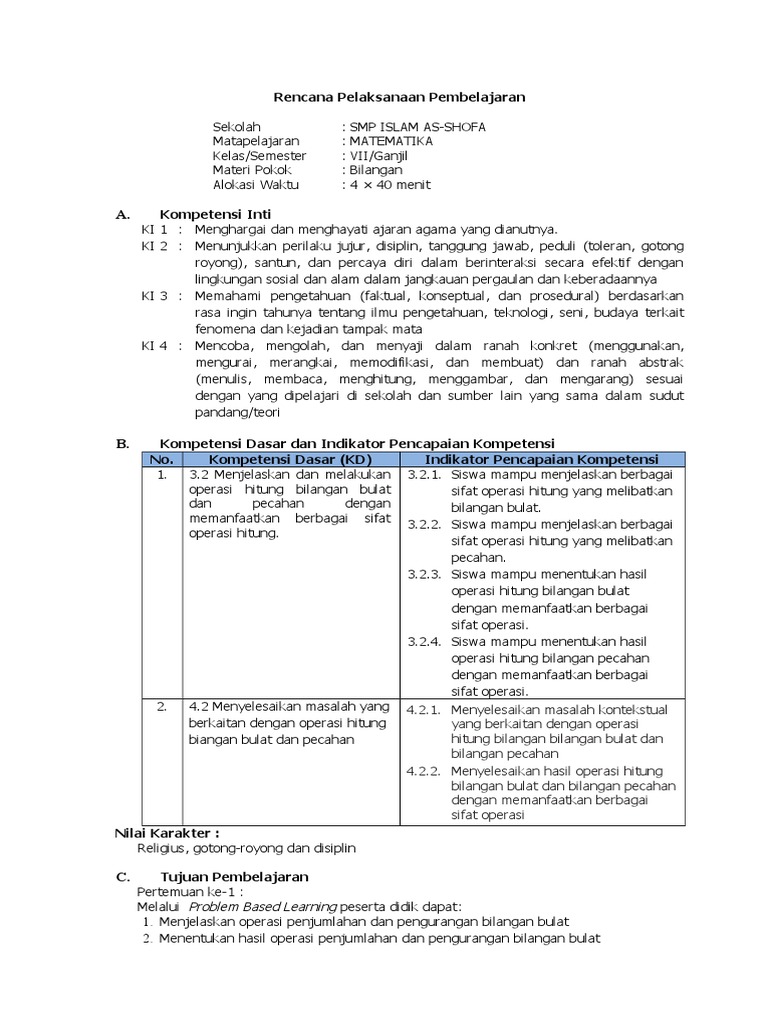 Contoh RPP PBL | PDF