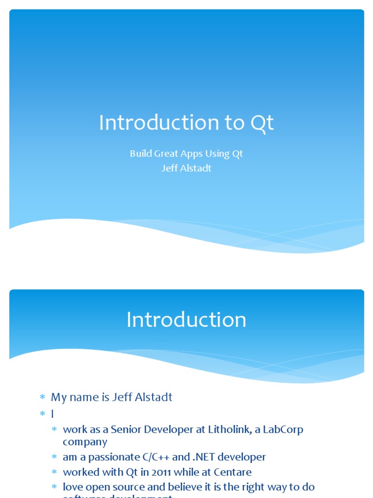 Introduction To QT: Build Great Apps Using QT Jeff Alstadt | PDF | Object Oriented Programming ...