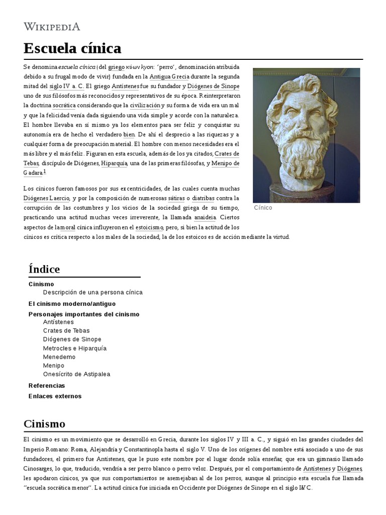 La Escuela Cínica | PDF | Filosofía Griega Clásica | Filosofía griega ...