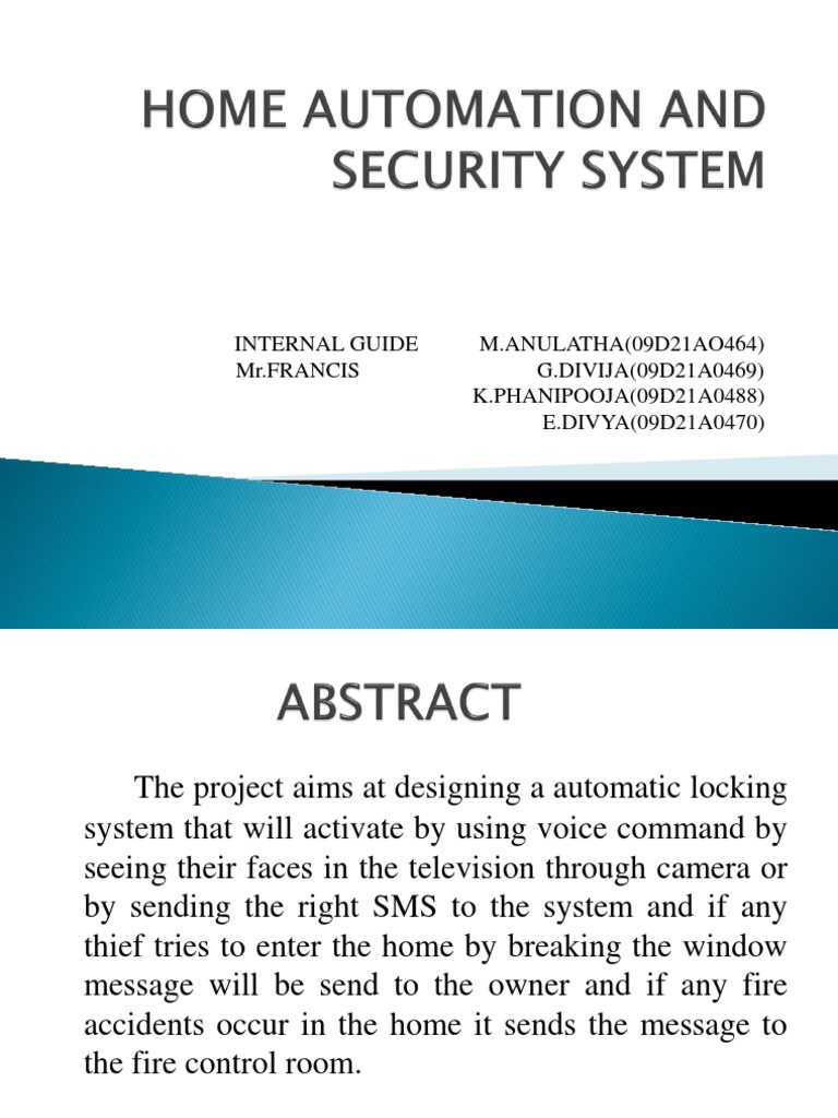 Home Automation and Security System | PDF | Electric Motor | Wireless